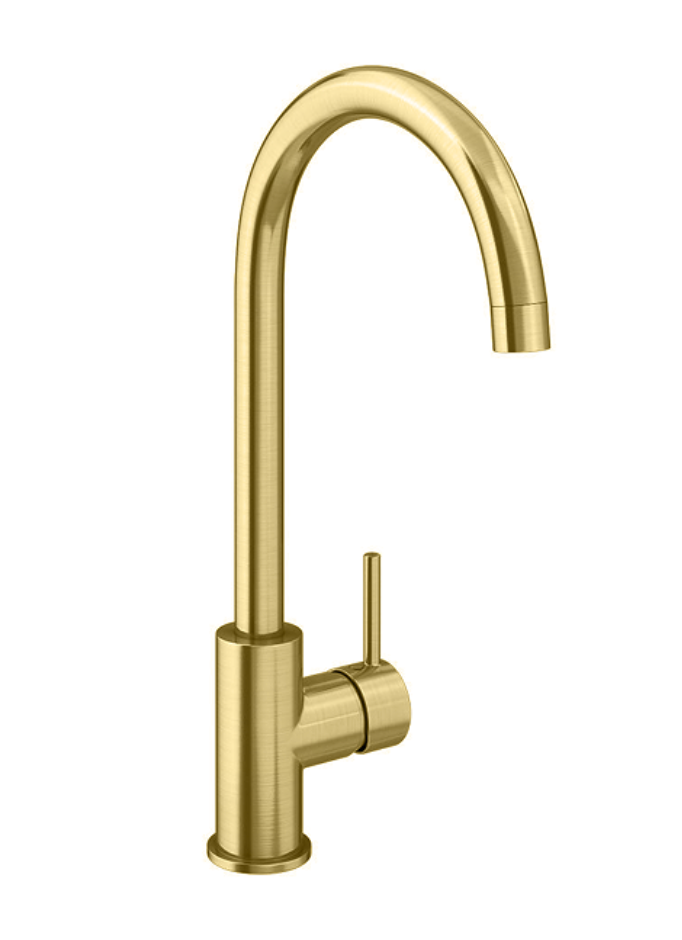 Bower Alberta Modern Brushed Brass Single Lever Kitchen Mixer Tap ...