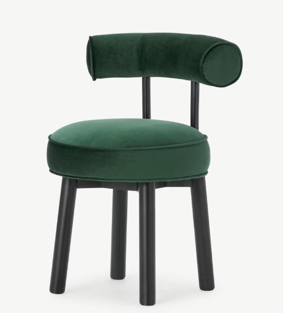 Arais Dining Chair, Moss Green Velvet with Black Legs – Flyp Catalog